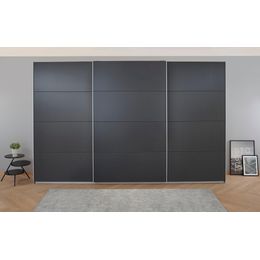 Schwebet&uuml;renschrank Rauch "Kleiderschrank Schrank Garderobe KOLUNA mit Dekor-Front", graumetallic, B:360cm H:229cm T:62cm, Holzwerkstoff, Schr&auml;nke, Schwebet&uuml;renschrank, Breiten 203/271/315/360 cm H&ouml;hen 210/229 cm MADE IN GERMANY