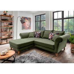 Ecksofa Home Affaire "Tassilo Mega Polsterecke mit Kaltschaum im Sitz, bequem, L-Form", gr&uuml;n, B:262cm H:95cm T:198cm, 100% Polyester, Sofas, Ecksofa, hoher Sitzkomfort, Breite 262cm, Komfortsitzh&ouml;he 48cm, zeitlos elegant