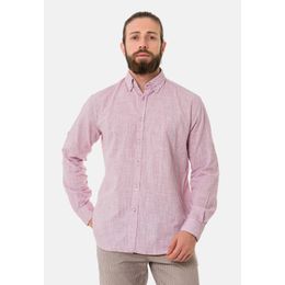 Cipo & Baxx Businesshemd CIPO & BAXX "CH199", Herren, Gr. L, US-Gr&ouml;&szlig;en, burgundy, 75% Baumwolle, 25% Leinen, unifarben, slim fit, ohne Ausschnitt, Manschette mit Kn&ouml;pfen, Hemden, Baumwoll-Leinen Mix