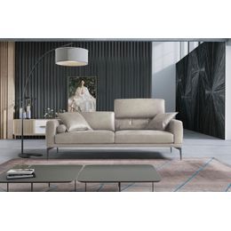 2,5-Sitzer Egoitaliano "Masu, Designsofa mit erstklassigem Sitzkomfort, Breite 218cm", grau (perlgrau), B:218cm H:95cm T:97cm, Leder CAREZZA (echtes Rindsleder) ist ein Naturleder, dass die urspr&uuml;nglichen Eigenschaften der Haut nicht ver&auml;ndert. Das Vorhandensein von verheilten Narben, K&ouml;rnungsunterschiede, Falten, Adern, Unterschiede in den Farbt&ouml;nen und andere Spuren, die die Natur auf diesen Fel
