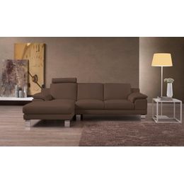 Ecksofa Egoitaliano "Shakira, Design & Sitzkomfort auf hohem Niveau, Breite 236cm, L-Form", braun (chocolate), B:236cm H:84cm T:152cm, Leder &raquo;BULL&laquo; (echtes Rindsleder). Geschliffenes, pigmentiertes und behandeltes Rindsleder mit einer Dicke von 1, 3-1, 5 mm. Dieses Leder zeigt eine ziemlich weiche Hand mit einem halb undurchsichtigen Aussehen. Es handelt sich um ein gesch&uuml;tztes Leder. Eine leichte