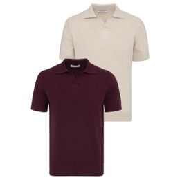 Poloshirt FELIX HARDY "Polo Shirt Kurzarm 2er-Pack", Herren, Gr. L, beige, bordeaux, 100% Baumwolle, Shirts