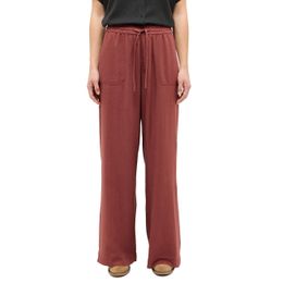 5-Pocket-Hose Mustang "Damen Style Lacey", Damen, Gr. 38, 3228 weinrot, Web, 70% Viskose, 30% Leinen, unifarben, weit, Hosen 5-Pocket-Hose