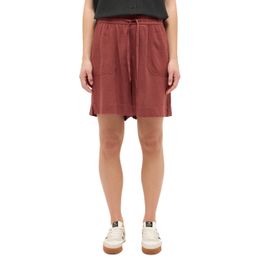 Shorts Mustang "Damen Style Hilo Shorts", Damen, Gr. L, 3228 weinrot, 70% Viskose, 30% Leinen, unifarben, relaxed fit, Hosen Shorts