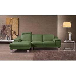 Ecksofa Egoitaliano "Shakira, Design & Sitzkomfort auf hohem Niveau, Breite 236cm, L-Form", gr&uuml;n (sprite), B:236cm H:84cm T:152cm, Leder CAREZZA (echtes Rindsleder) ist ein Naturleder, dass die urspr&uuml;nglichen Eigenschaften der Haut nicht ver&auml;ndert. Das Vorhandensein von verheilten Narben, K&ouml;rnungsunterschiede, Falten, Adern, Unterschiede in den Farbt&ouml;nen und andere Spuren, die die Natur auf diesen