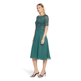 Cocktailkleid Vera Mont "Damen mit Spitze", Damen, Gr. 36, Normalgr&ouml;&szlig;en, gr&uuml;n (schwarz emerald), Obermaterial: 100% Polyester; Futter: 100% Polyester, ausgestellt kurz, Rundhals, Kleider, Spitze, Topseller