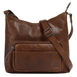 Umh&auml;ngetasche Bodenschatz, Damen, Gr. B/H/T: 23cm x 23cm x 4cm onesize, braun (cognac), Leder, leicht gl&auml;nzend, unifarben, Taschen Umh&auml;ngetasche, echt Leder