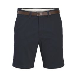 Jack & Jones Chinoshorts JACK & JONES "JPSTADAM BELTED CHINO SHORTS SRT", Herren, Gr. L, N-Gr, schwarz navy, Web, Obermaterial: 98% Baumwolle, 2% Elasthan, unifarben, regular fit, Hosen Chinoshorts