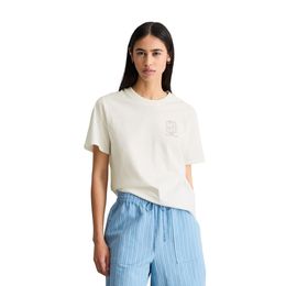 Marc O'Polo T-Shirt MARC O'POLO DENIM, Damen, Gr. L, silky wei&szlig;, Jersey, Obermaterial: 100% Baumwolle, relaxed fit normal, Rundhals, Shirts T-Shirt, relaxed aus Organic Cotton