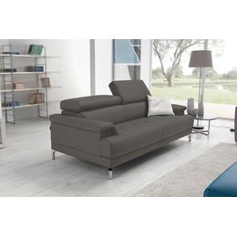 2,5-Sitzer Egoitaliano "Soul, Design und Sitzkomfort auf hohem Niveau, tolle Details", grau (graphit), B:200cm H:76cm T:106cm, Leder &raquo;BULL&laquo; (echtes Rindsleder). Geschliffenes, pigmentiertes und behandeltes Rindsleder mit einer Dicke von 1, 3-1, 5 mm. Dieses Leder zeigt eine ziemlich weiche Hand mit einem halb undurchsichtigen Aussehen. Es handelt sich um ein gesch&uuml;tztes Leder. Eine leichte Decksch