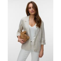 V&eacute;ro Moda Longblazer VERO MODA "VMROSIE 3/4 LOOSE BLAZER NOOS", Damen, Gr. M, moonbeam, Web, Obermaterial: 85% Viskose, 15% Leinen, unifarben, regular fit Po-bedeckend, V-Ausschnitt, mit Riegel, Blazer Longblazer, Viskosemischung, regular fit, mit Leinen