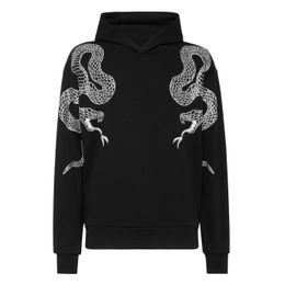 Sweatshirt Philipp Plein "Snake Mit Schmucksteinen", Herren, Gr. XL, 02, schwarz, Stoff: 100% Baumwolle. Verarbeitung: 100% Glas, Sweatshirts Sweatshirt
