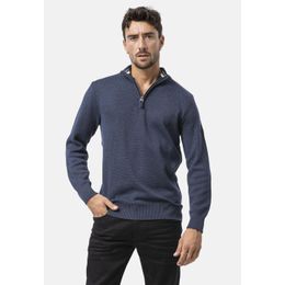Cipo & Baxx Strickpullover CIPO & BAXX "CP290", Herren, Gr. L, navyblau, 50% Baumwolle, 50% Polyester, unifarben, regular fit, ohne Ausschnitt, Rippstrickb&uuml;ndchen, Pullover Strickpullover, aus reiner Baumwolle