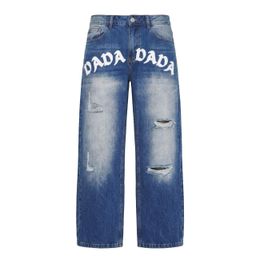 Shorts Dada Supreme "Dada Supreme Dada Supreme Front Logo Destroyed Loose Fit Jeans", Herren, Gr. 30, Normalgr&ouml;&szlig;en, blau, 100% Baumwolle, loose fit, Hosen Shorts