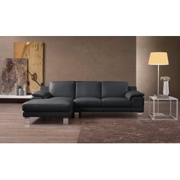 Ecksofa Egoitaliano "Shakira, Design & Sitzkomfort auf hohem Niveau, Breite 236cm, L-Form", schwarz, B:236cm H:84cm T:152cm, Leder &raquo;BULL&laquo; (echtes Rindsleder). Geschliffenes, pigmentiertes und behandeltes Rindsleder mit einer Dicke von 1, 3-1, 5 mm. Dieses Leder zeigt eine ziemlich weiche Hand mit einem halb undurchsichtigen Aussehen. Es handelt sich um ein gesch&uuml;tztes Leder. Eine leichte Deckschic