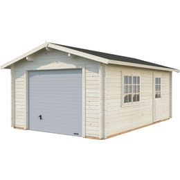 Garage Palmako "Roger", beige (naturbelassen), Massivholz, Garagen, BxTxH: 426x598x276 cm, mit Sektionaltor, naturbelassen