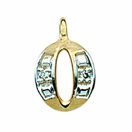 Adelia&acute;s Buchstabenanh&auml;nger ADELIA&acute;S "Buchstabenanh&auml;nger O 585 Gold ( 14K ) mit Diamant ( 0,02 ct )", silber, Schmuckanh&auml;nger, Damen, 0,02 VVS = sehr sehr kleine Einschl&uuml;sse mit Diamant, Gold