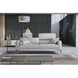 2,5-Sitzer Egoitaliano "Masu, Designsofa mit erstklassigem Sitzkomfort, Breite 218cm", grau (stone), B:218cm H:95cm T:97cm, Leder &raquo;BULL&laquo; (echtes Rindsleder). Geschliffenes, pigmentiertes und behandeltes Rindsleder mit einer Dicke von 1, 3-1, 5 mm. Dieses Leder zeigt eine ziemlich weiche Hand mit einem halb undurchsichtigen Aussehen. Es handelt sich um ein gesch&uuml;tztes Leder. Eine leichte Deckschich