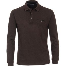 Langarm-Poloshirt Casamoda "Casamoda Polo-Shirt Langarm uni", Herren, Gr. L, braun, 62% Baumwolle, 38% Polyester, Shirts