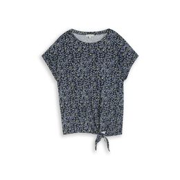 Tom Tailor Damen T-Shirt mit Knotendetail, blau, Gepunktet, Gr. XXL