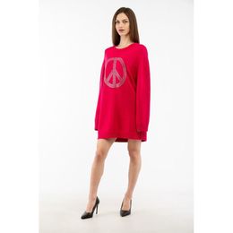 Moschino Fuchsienfarbiges Woll-Casual-Kleid