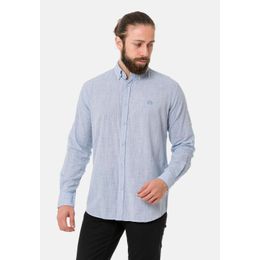Cipo & Baxx Businesshemd CIPO & BAXX "CH199", Herren, Gr. L, US-Gr&ouml;&szlig;en, blau, 75% Baumwolle, 25% Leinen, unifarben, slim fit, ohne Ausschnitt, Manschette mit Kn&ouml;pfen, Hemden, Baumwoll-Leinen Mix