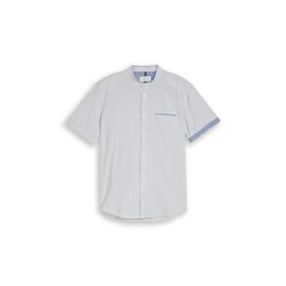 Tom Tailor Herren Regular Fit Kurzarmhemd mit Stehkragen, wei&szlig;, Meliert, Gr. XXL