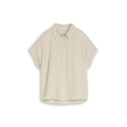 Tom Tailor Damen Loose Fit Bluse mit Leinenanteil, braun, Uni, Gr. 46