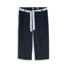 Tom Tailor Damen Plus Size - Culotte Hose mit Leinenanteil, blau, Uni, Gr. 44/28