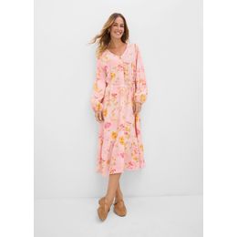 bonprix Midikleid aus softem Viskose-Mix, rosa, Gr.48, sch&ouml;nes Midikleid mit Druck