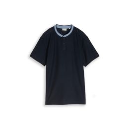 Tom Tailor Herren Poloshirt mit Stehkragen, blau, Uni, Gr. XXL