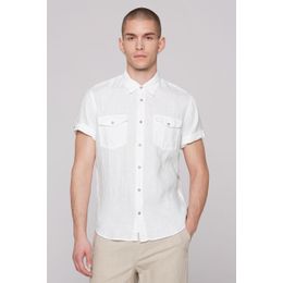 Kurzarmhemd CMPD, Herren, Gr. S, Normalgr&ouml;&szlig;en, wei&szlig;, Web, Material: 100% Leinen, unifarben, figurbetont normal, Umschlagsaum, Hemden, aus Leinen