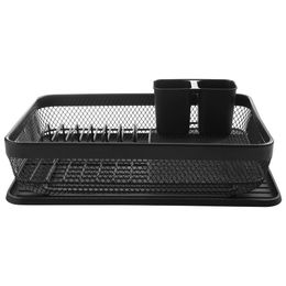 Homeware Profession. Geschirrabtropfkorb, Schwarz, Metall, Kunststoff, 30x13.5x41 cm, Abtropfschale, Bestecksammler, Tassenablage, Tellerablage, Kochen, K&uuml;chenhelfer, Sonstige K&uuml;chenhelfer