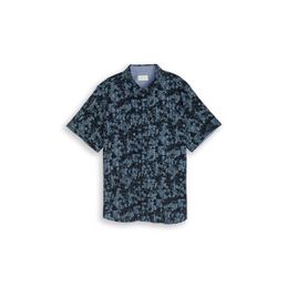 Tom Tailor Herren Plus Size - Kurzarmhemd mit Muster, blau, Gemustert, Gr. 4XL
