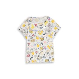 Tom Tailor Damen T-Shirt mit Allover-Print, wei&szlig;, Gemustert, Gr. L