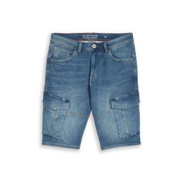 Tom Tailor Herren TTMARVIN STRAIGHT Cargo Jeans Shorts, blau, Uni, Gr. 28