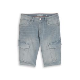 Tom Tailor Herren TTMARVIN STRAIGHT Cargo Jeans Shorts, blau, Uni, Gr. 28