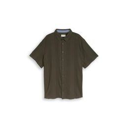 Tom Tailor Herren Plus Size - Kurzarmhemd aus Baumwolle, gr&uuml;n, Uni, Gr. 4XL