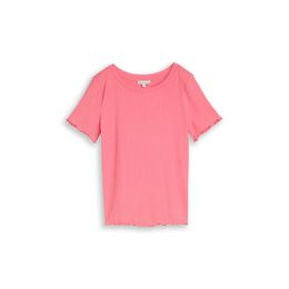 Tom Tailor Damen T-Shirt mit Rippstruktur, rosa, Uni, Gr. XXL