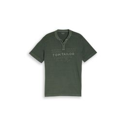 Tom Tailor Herren Henley T-Shirt im Used-Look, gr&uuml;n, Uni, Gr. XXL