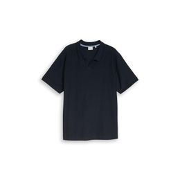 Tom Tailor Herren Plus Size - Poloshirt mit Ottoman-Struktur, blau, Uni, Gr. 2XL