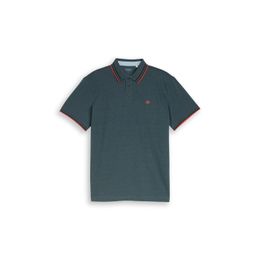 Tom Tailor Herren Piqu&eacute; Poloshirt mit Logo-Print, gr&uuml;n, Meliert, Gr. XXL