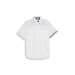 Tom Tailor Herren Regular Fit Kurzarmhemd aus Baumwolle, wei&szlig;, Uni, Gr. XXL
