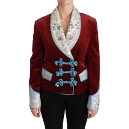 Dolce & Gabbana Dolce & Gabbana - Veste blazer en velours rouge et cristal baroque pour femme