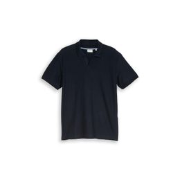 Tom Tailor Herren Poloshirt mit Ottoman-Struktur, blau, Uni, Gr. XL