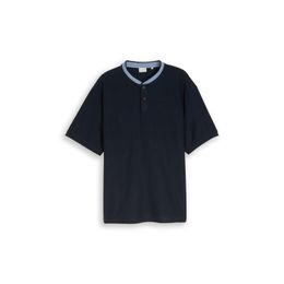 Tom Tailor Herren Plus Size - Poloshirt mit Stehkragen, blau, Uni, Gr. 2XL