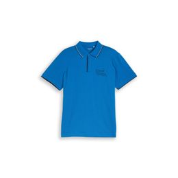 Tom Tailor Herren Jersey Poloshirt mit Print, blau, Uni, Gr. XXL