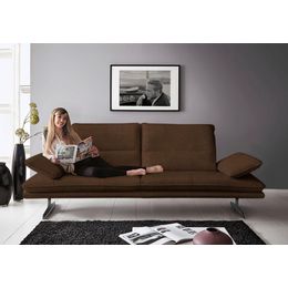 2,5-Sitzer W.Schillig "broadway Designsofa mit hohem Sitzkomfort", braun (chocolate s37), B:236cm H:94cm T:96cm, Stoff S37 (100% Polyester): Luxus-Microfaser in Lederoptik, Sofas, Sitztiefenverstellung, Kopfteil- & Seitenteilverstellung, Breite 236cm