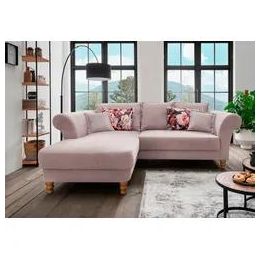 Ecksofa Home Affaire "Tassilo Mega Polsterecke mit Kaltschaum im Sitz, bequem, L-Form", rosa (flamingo), B:262cm H:95cm T:198cm, 100% Polyester, Sofas, Ecksofa, hoher Sitzkomfort, Breite 262cm, Komfortsitzh&ouml;he 48cm, zeitlos elegant