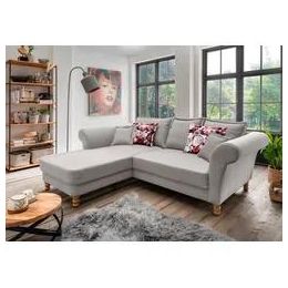 Ecksofa Home Affaire "Tassilo Mega Polsterecke mit Kaltschaum im Sitz, bequem, L-Form", grau, B:262cm H:95cm T:198cm, 100% Polyester, Sofas, Ecksofa, hoher Sitzkomfort, Breite 262cm, Komfortsitzh&ouml;he 48cm, zeitlos elegant